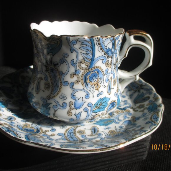 Lefton | Dining | Lefton China Blue Paisly Teacup Saucerhand ...